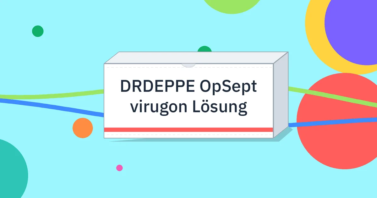 Symbolbild: Packung mit der Aufschrift DRDEPPE OpSept virugon Lösung (PZN 18311835) – Verfügbarkeit und Bezug in Apotheken in Frankfurt am Main