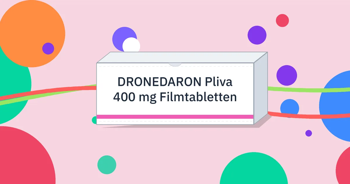 Symbolbild: Packung mit der Aufschrift DRONEDARON Pliva 400 mg Filmtabletten (PZN 20317325) – Verfügbarkeit und Bezug in Apotheken in Frankfurt am Main