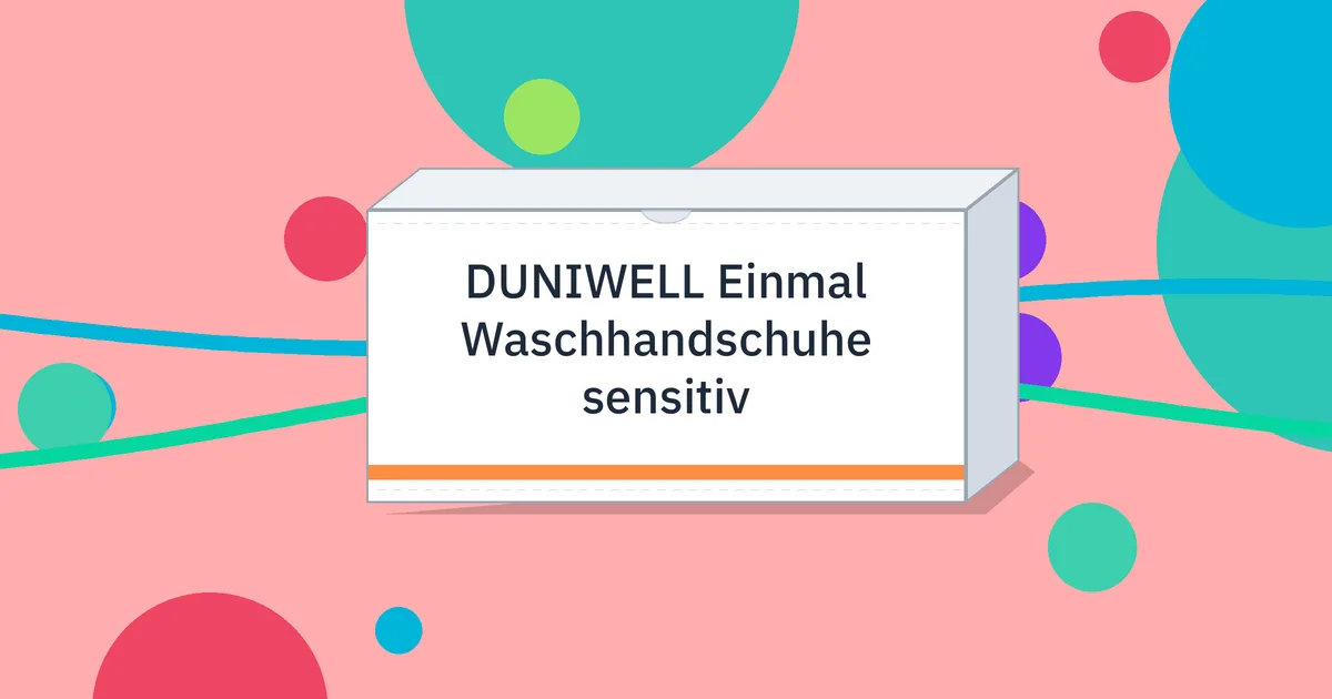Symbolbild: Packung mit der Aufschrift DUNIWELL Einmal Waschhandschuhe sensitiv (PZN 13816074) – Verfügbarkeit und Bezug in Apotheken in Frankfurt am Main
