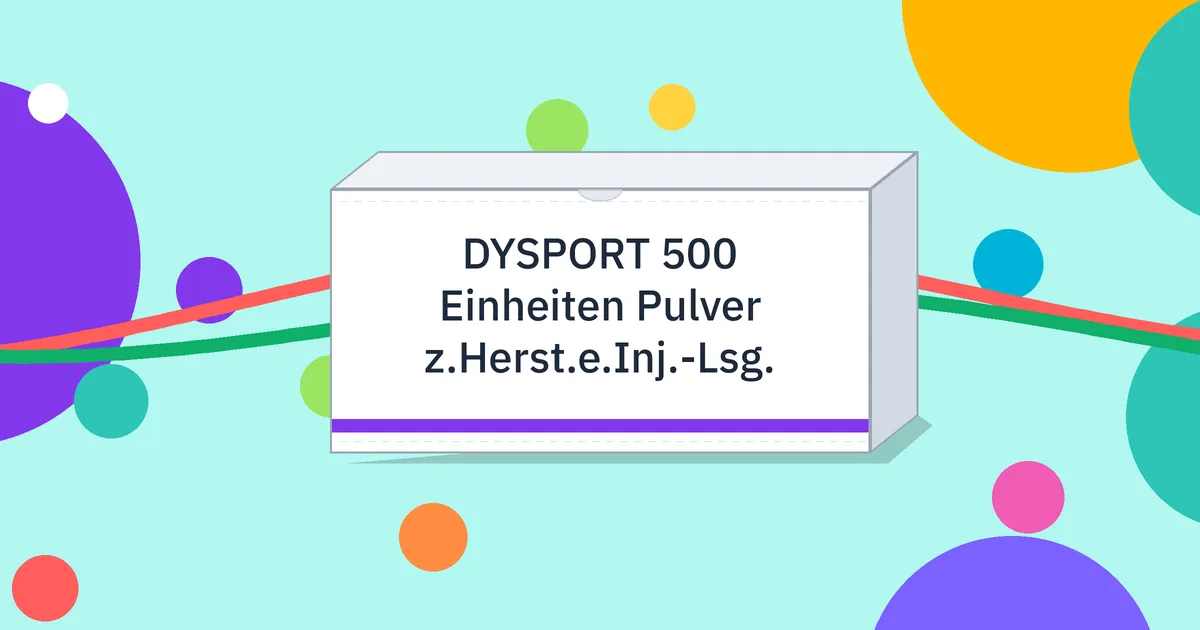 Symbolbild: Packung mit der Aufschrift DYSPORT 500 Einheiten Pulver z.Herst.e.Inj.-Lsg. (PZN 16134441) – Verfügbarkeit und Bezug in Apotheken in Frankfurt am Main