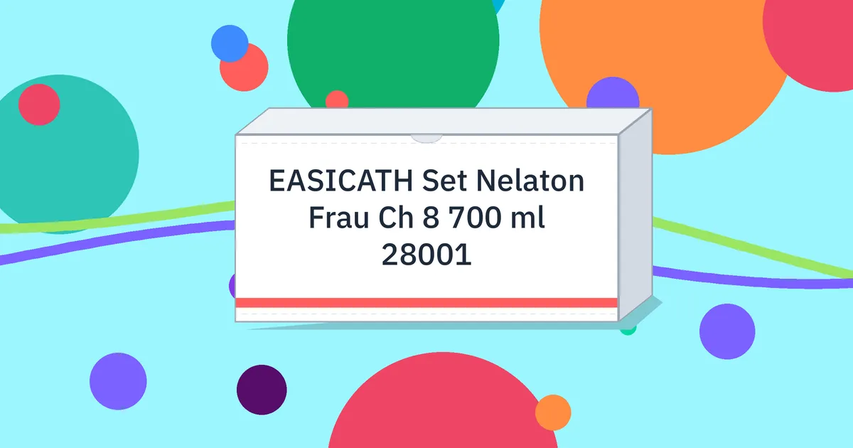 Symbolbild: Packung mit der Aufschrift EASICATH Set Nelaton Frau Ch 8 700 ml 28001 (PZN 00599238) – Verfügbarkeit und Bezug in Apotheken in Frankfurt am Main