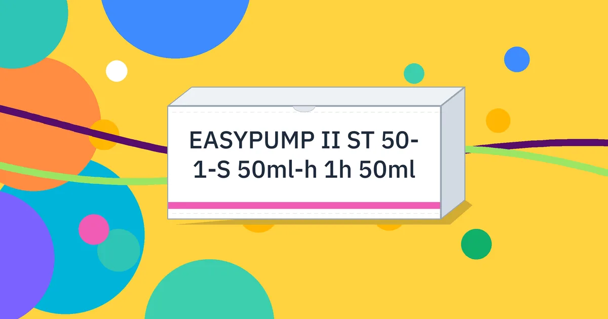 Symbolbild: Packung mit der Aufschrift EASYPUMP II ST 50-1-S 50ml-h 1h 50ml (PZN 20188388) – Verfügbarkeit und Bezug in Apotheken in Frankfurt am Main