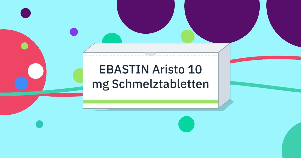 Symbolbild: Packung mit der Aufschrift EBASTIN Aristo 10 mg Schmelztabletten (PZN 10114130) – Verfügbarkeit und Bezug in Apotheken in Frankfurt am Main