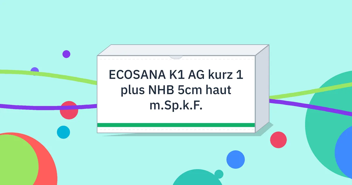 Symbolbild: Packung mit der Aufschrift ECOSANA K1 AG kurz 1 plus NHB 5cm haut m.Sp.k.F. (PZN 04726314) – Verfügbarkeit und Bezug in Apotheken in Frankfurt am Main