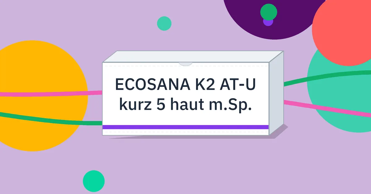 Symbolbild: Packung mit der Aufschrift ECOSANA K2 AT-U kurz 5 haut m.Sp. (PZN 01581335) – Verfügbarkeit und Bezug in Apotheken in Frankfurt am Main
