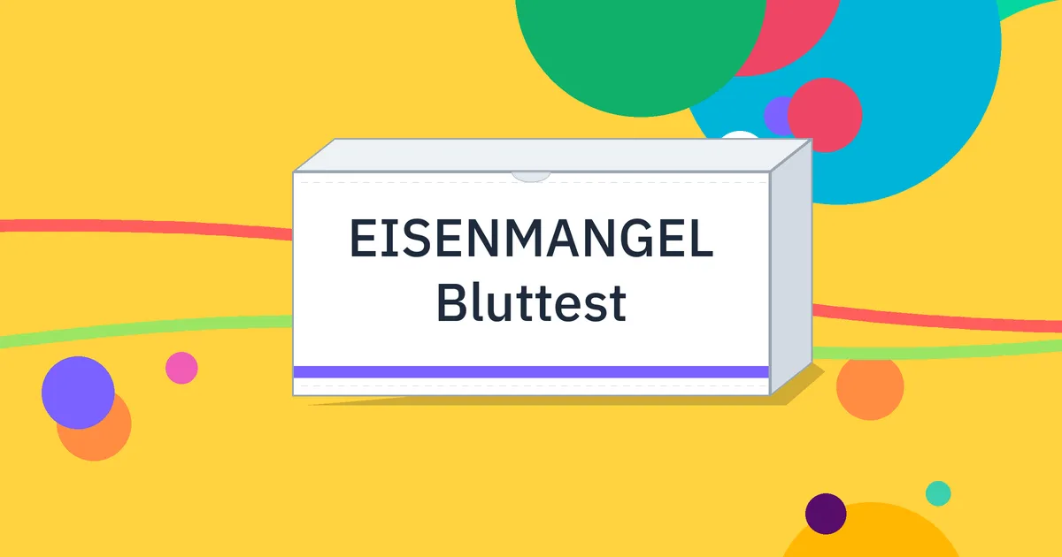 Symbolbild: Packung mit der Aufschrift EISENMANGEL Bluttest (PZN 10069955) – Verfügbarkeit und Bezug in Apotheken in Frankfurt am Main