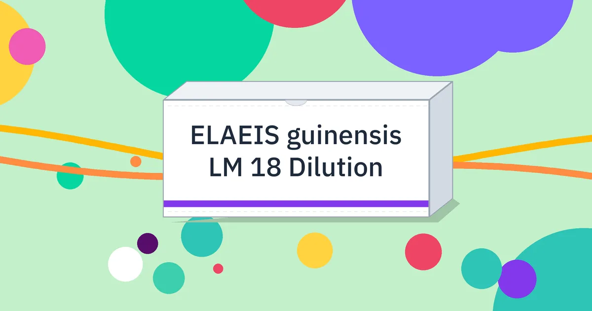 Symbolbild: Packung mit der Aufschrift ELAEIS guinensis LM 18 Dilution (PZN 13469862) – Verfügbarkeit und Bezug in Apotheken in Frankfurt am Main