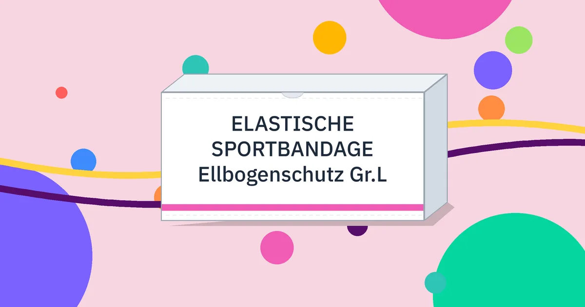 Symbolbild: Packung mit der Aufschrift ELASTISCHE SPORTBANDAGE Ellbogenschutz Gr.L (PZN 15249515) – Verfügbarkeit und Bezug in Apotheken in Frankfurt am Main