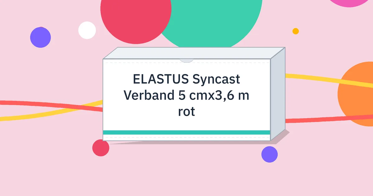 Symbolbild: Packung mit der Aufschrift ELASTUS Syncast Verband 5 cmx3,6 m rot (PZN 03735794) – Verfügbarkeit und Bezug in Apotheken in Frankfurt am Main