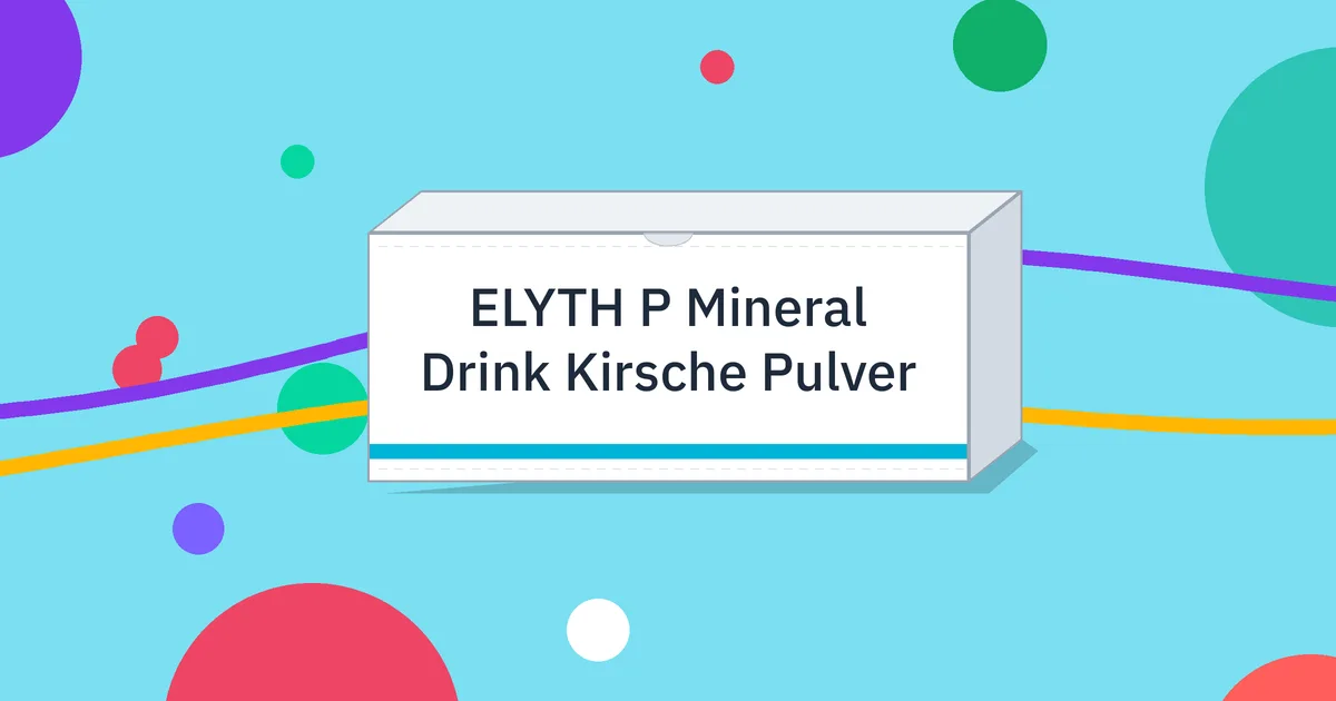 Symbolbild: Packung mit der Aufschrift ELYTH P Mineral Drink Kirsche Pulver (PZN 03288668) – Verfügbarkeit und Bezug in Apotheken in Frankfurt am Main