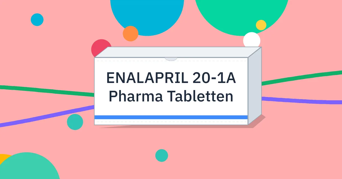 Symbolbild: Packung mit der Aufschrift ENALAPRIL 20-1A Pharma Tabletten (PZN 13568593) – Verfügbarkeit und Bezug in Apotheken in Frankfurt am Main
