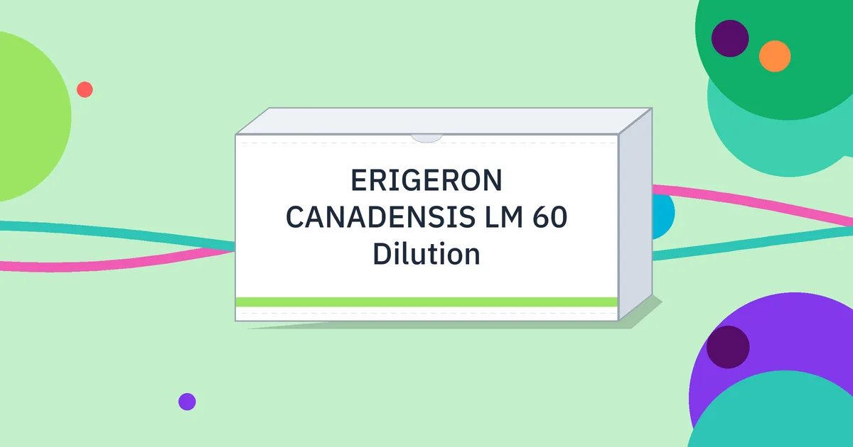 Symbolbild: Packung mit der Aufschrift ERIGERON CANADENSIS LM 60 Dilution (PZN 13478364) – Verfügbarkeit und Bezug in Apotheken in Frankfurt am Main