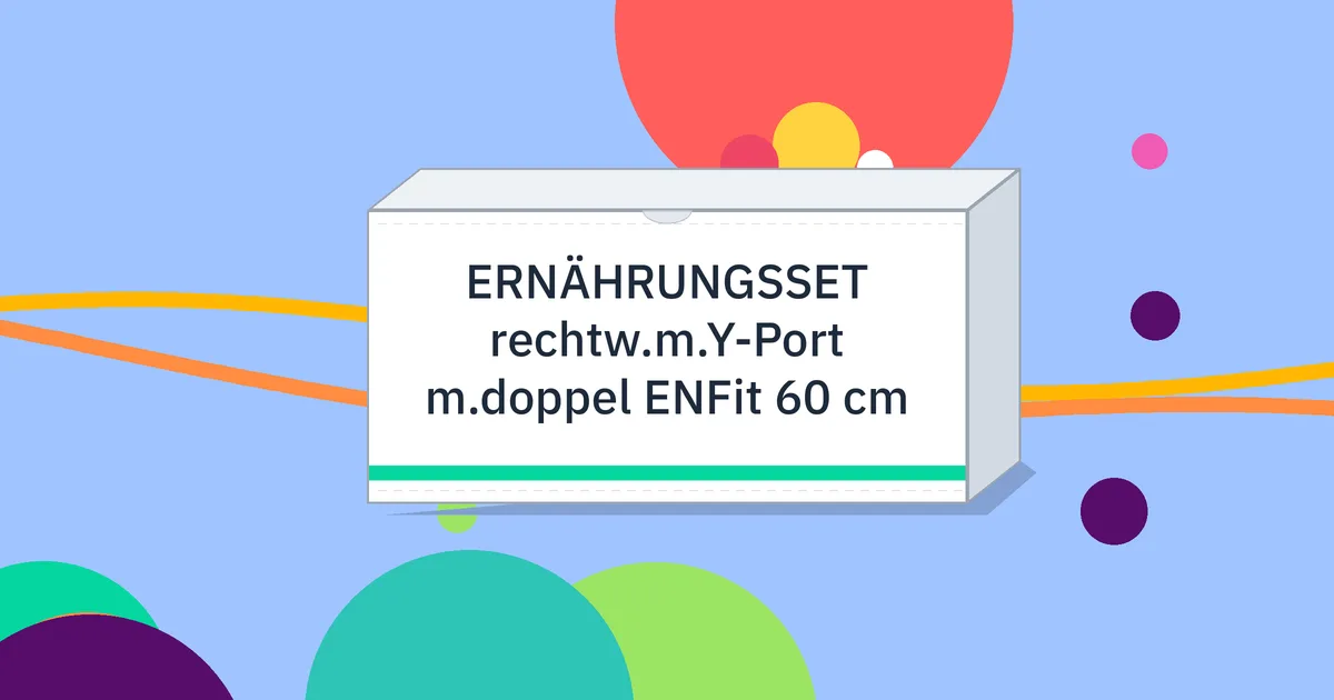 Symbolbild: Packung mit der Aufschrift ERNÄHRUNGSSET rechtw.m.Y-Port m.doppel ENFit 60 cm (PZN 14345168) – Verfügbarkeit und Bezug in Apotheken in Frankfurt am Main