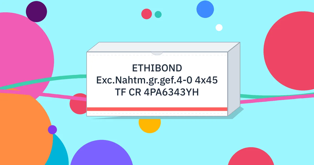 Symbolbild: Packung mit der Aufschrift ETHIBOND Exc.Nahtm.gr.gef.4-0 4x45 TF CR 4PA6343YH (PZN 16249730) – Verfügbarkeit und Bezug in Apotheken in Frankfurt am Main