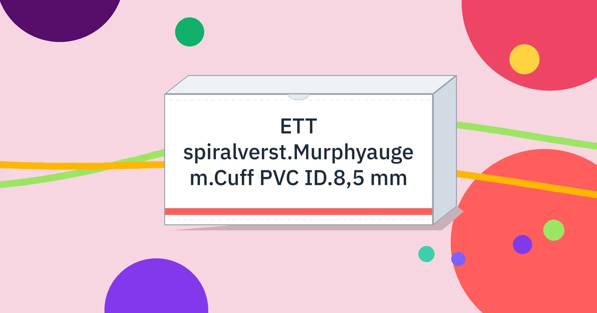 Symbolbild: Packung mit der Aufschrift ETT spiralverst.Murphyauge m.Cuff PVC ID.8,5 mm (PZN 19120770) – Verfügbarkeit und Bezug in Apotheken in Frankfurt am Main