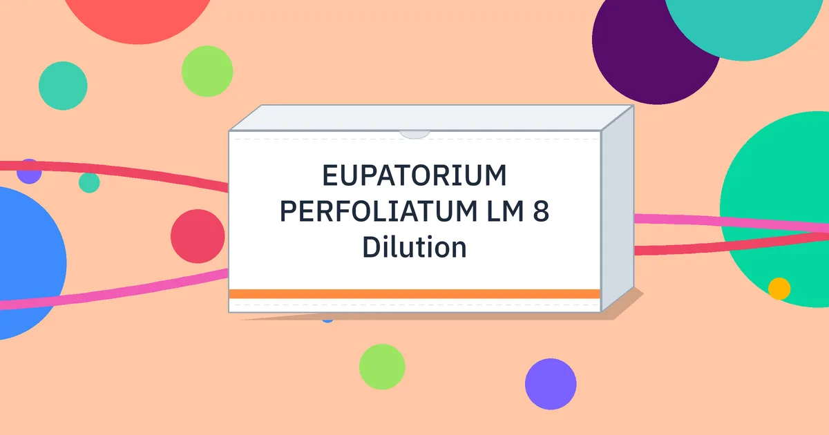 Symbolbild: Packung mit der Aufschrift EUPATORIUM PERFOLIATUM LM 8 Dilution (PZN 12846162) – Verfügbarkeit und Bezug in Apotheken in Frankfurt am Main
