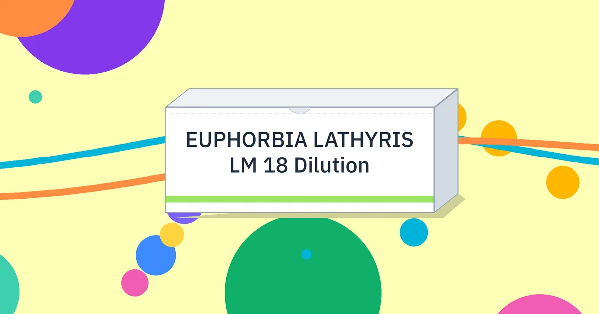 Symbolbild: Packung mit der Aufschrift EUPHORBIA LATHYRIS LM 18 Dilution (PZN 13482354) – Verfügbarkeit und Bezug in Apotheken in Frankfurt am Main