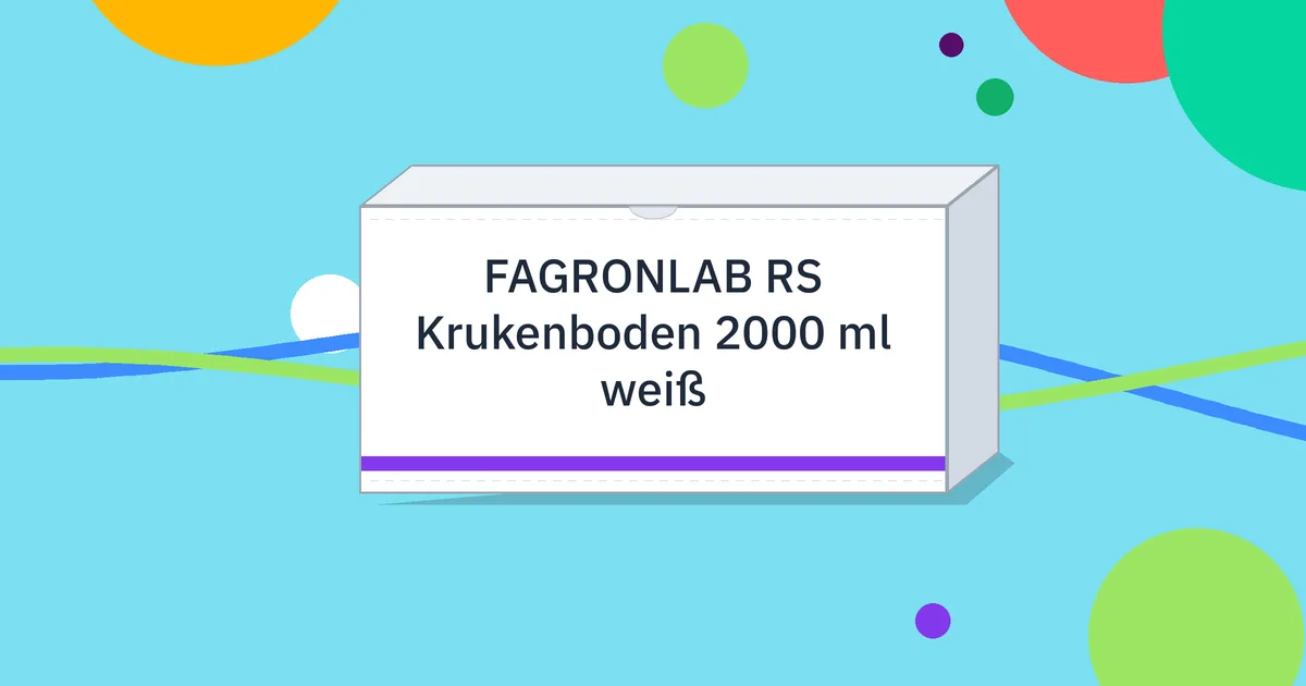 Symbolbild: Packung mit der Aufschrift FAGRONLAB RS Krukenboden 2000 ml weiß (PZN 20362679) – Verfügbarkeit und Bezug in Apotheken in Frankfurt am Main