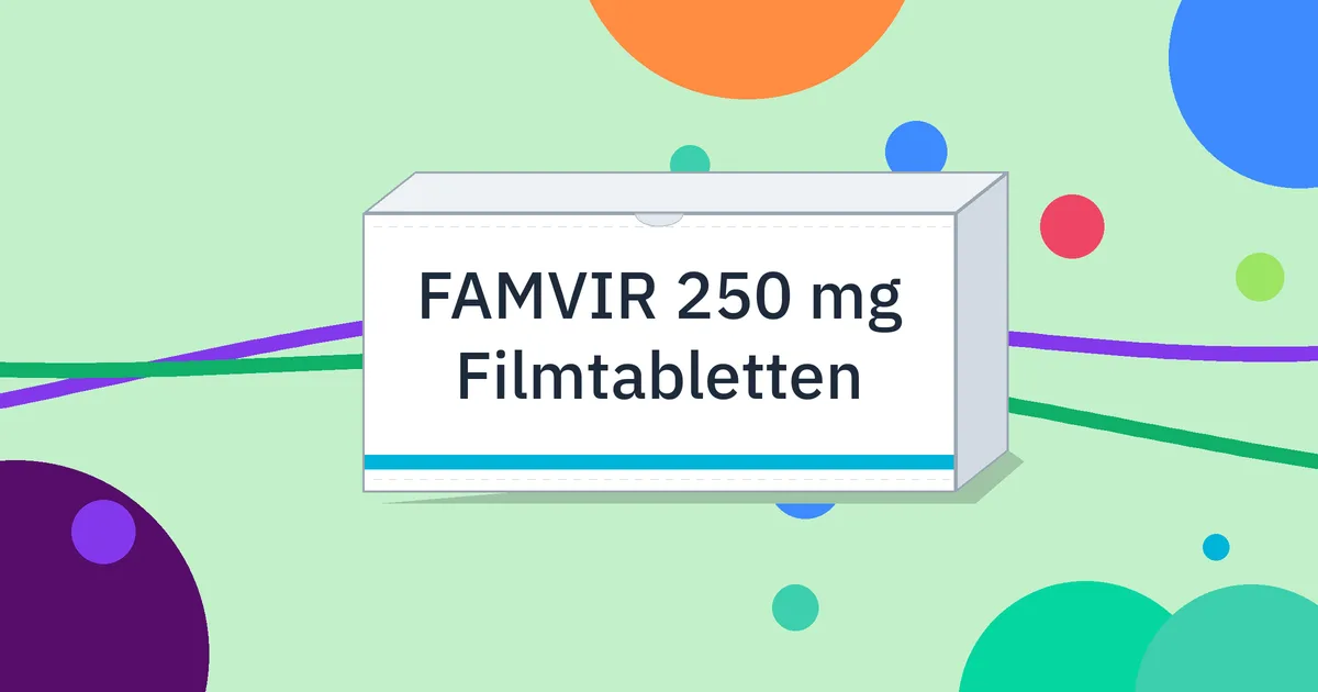 Symbolbild: Packung mit der Aufschrift FAMVIR 250 mg Filmtabletten (PZN 09469342) – Verfügbarkeit und Bezug in Apotheken in Frankfurt am Main