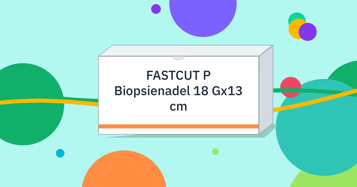 Symbolbild: Packung mit der Aufschrift FASTCUT P Biopsienadel 18 Gx13 cm (PZN 16923132) – Verfügbarkeit und Bezug in Apotheken in Frankfurt am Main