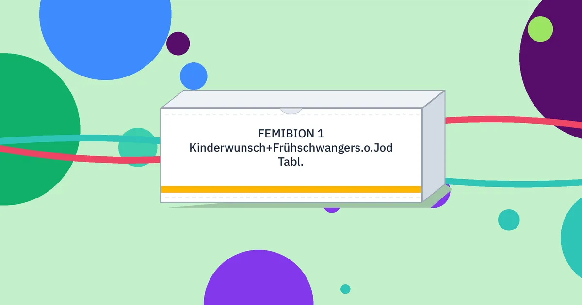 Symbolbild: Packung mit der Aufschrift FEMIBION 1 Kinderwunsch+Frühschwangers.o.Jod Tabl. (PZN 15199987) – Verfügbarkeit und Bezug in Apotheken in Frankfurt am Main
