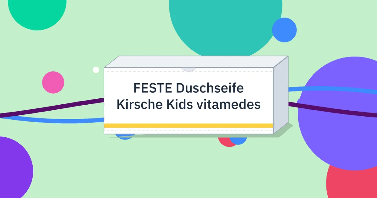 Symbolbild: Packung mit der Aufschrift FESTE Duschseife Kirsche Kids vitamedes (PZN 19781810) – Verfügbarkeit und Bezug in Apotheken in Frankfurt am Main