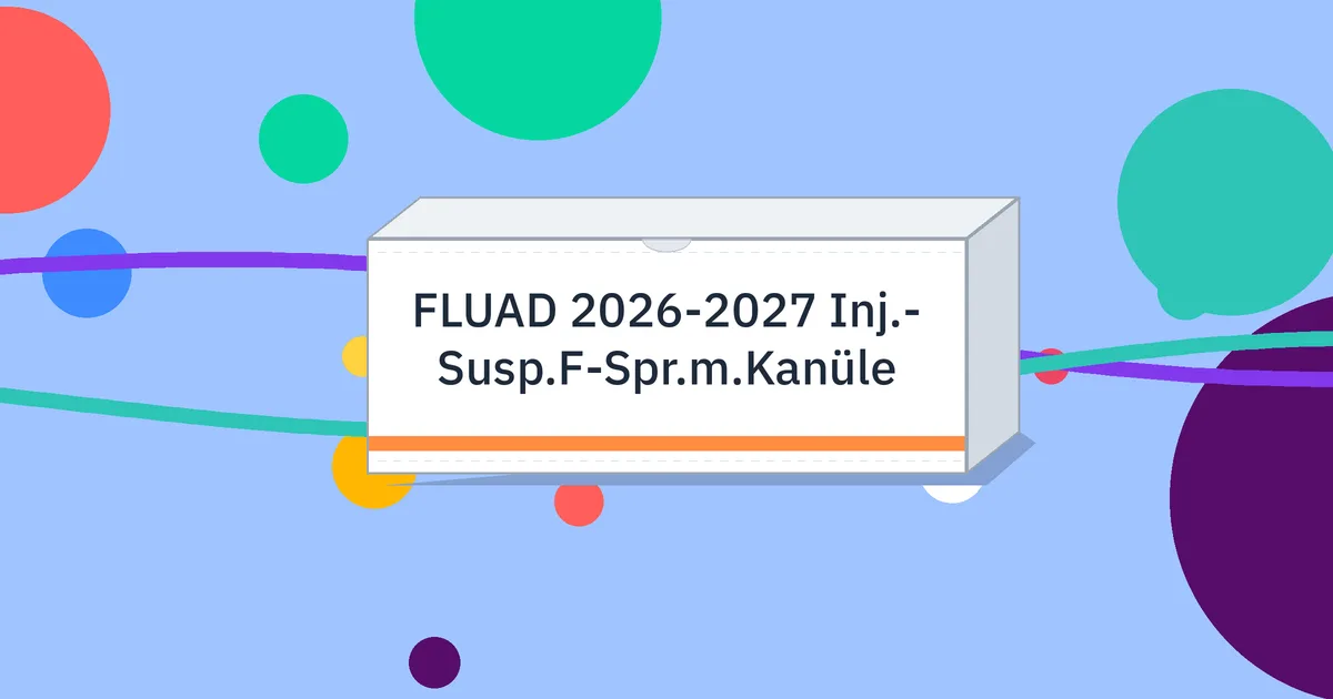 Symbolbild: Packung mit der Aufschrift FLUAD 2026-2027 Inj.-Susp.F-Spr.m.Kanüle (PZN 20166091) – Verfügbarkeit und Bezug in Apotheken in Frankfurt am Main