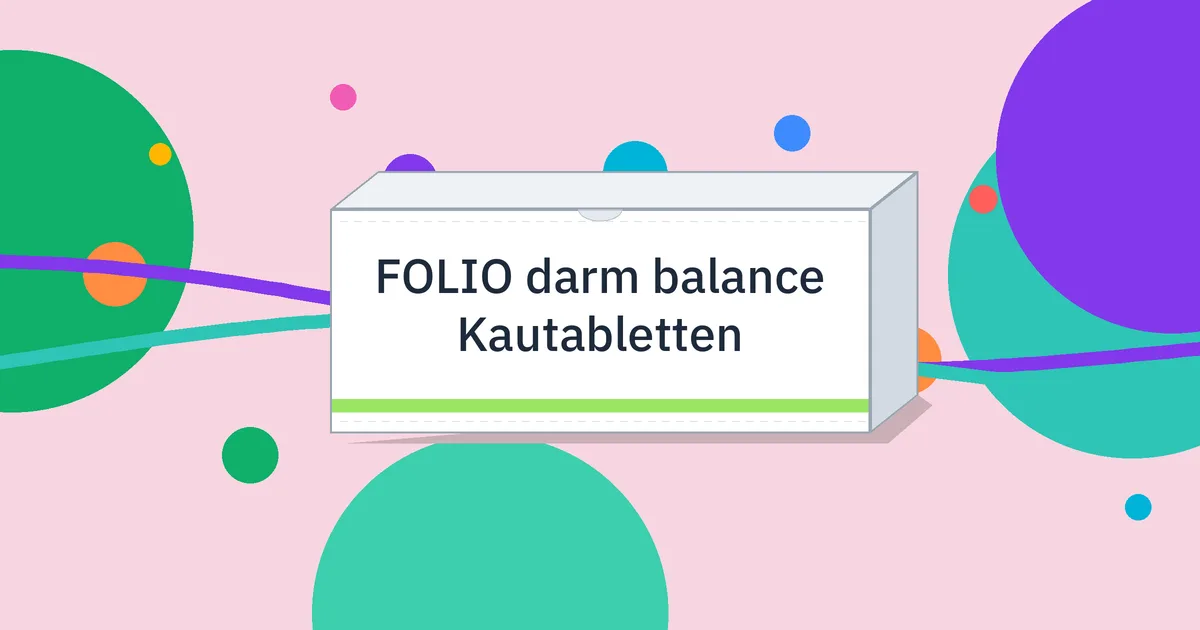 Symbolbild: Packung mit der Aufschrift FOLIO darm balance Kautabletten (PZN 19457096) – Verfügbarkeit und Bezug in Apotheken in Frankfurt am Main