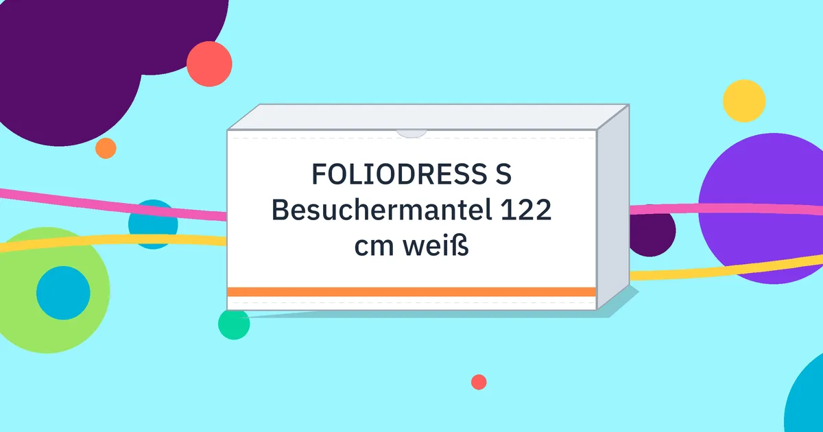 Symbolbild: Packung mit der Aufschrift FOLIODRESS S Besuchermantel 122 cm weiß (PZN 04796585) – Verfügbarkeit und Bezug in Apotheken in Frankfurt am Main