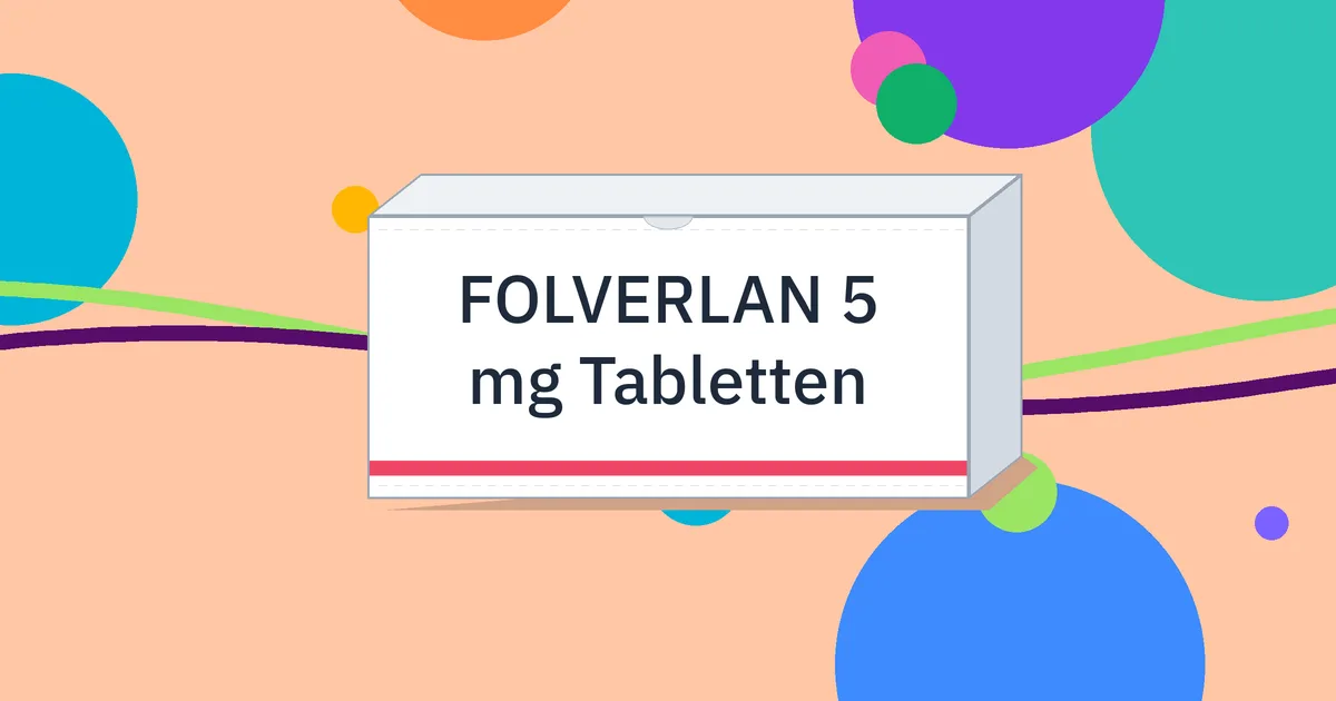 Symbolbild: Packung mit der Aufschrift FOLVERLAN 5 mg Tabletten (PZN 07712850) – Verfügbarkeit und Bezug in Apotheken in Frankfurt am Main