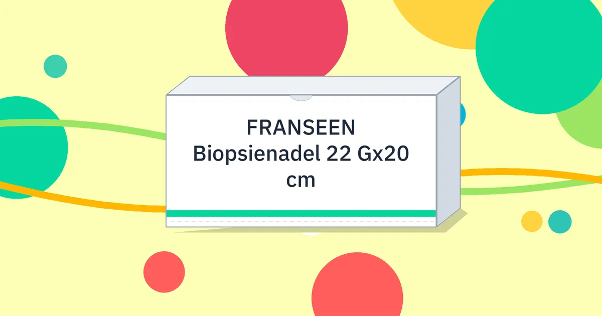 Symbolbild: Packung mit der Aufschrift FRANSEEN Biopsienadel 22 Gx20 cm (PZN 00296615) – Verfügbarkeit und Bezug in Apotheken in Frankfurt am Main