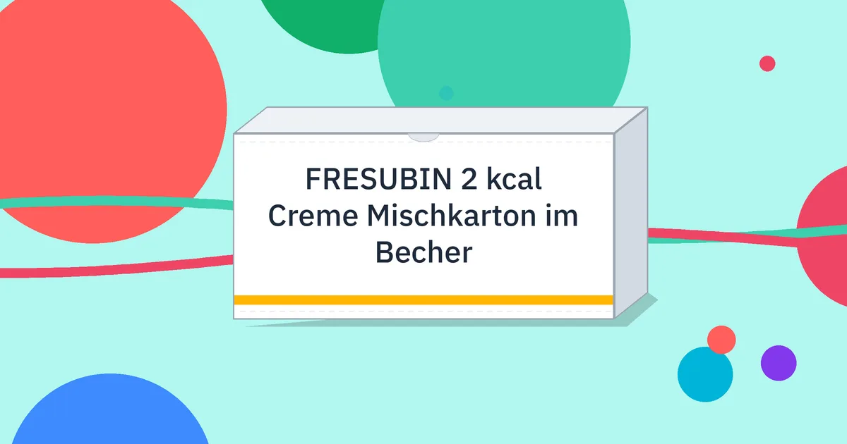 Symbolbild: Packung mit der Aufschrift FRESUBIN 2 kcal Creme Mischkarton im Becher (PZN 10211293) – Verfügbarkeit und Bezug in Apotheken in Frankfurt am Main