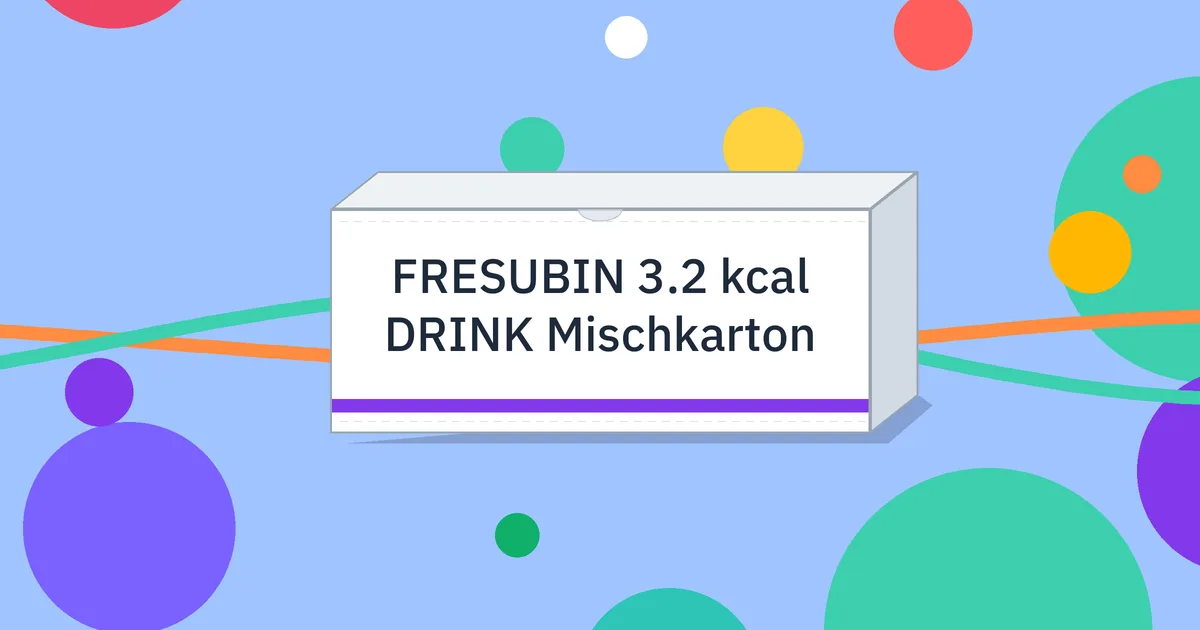 Symbolbild: Packung mit der Aufschrift FRESUBIN 3.2 kcal DRINK Mischkarton (PZN 18197351) – Verfügbarkeit und Bezug in Apotheken in Frankfurt am Main
