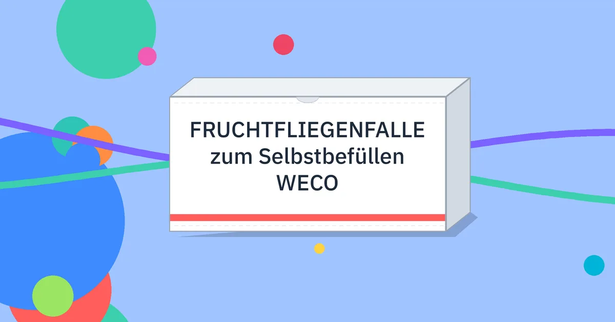 Symbolbild: Packung mit der Aufschrift FRUCHTFLIEGENFALLE zum Selbstbefüllen WECO (PZN 20327364) – Verfügbarkeit und Bezug in Apotheken in Frankfurt am Main