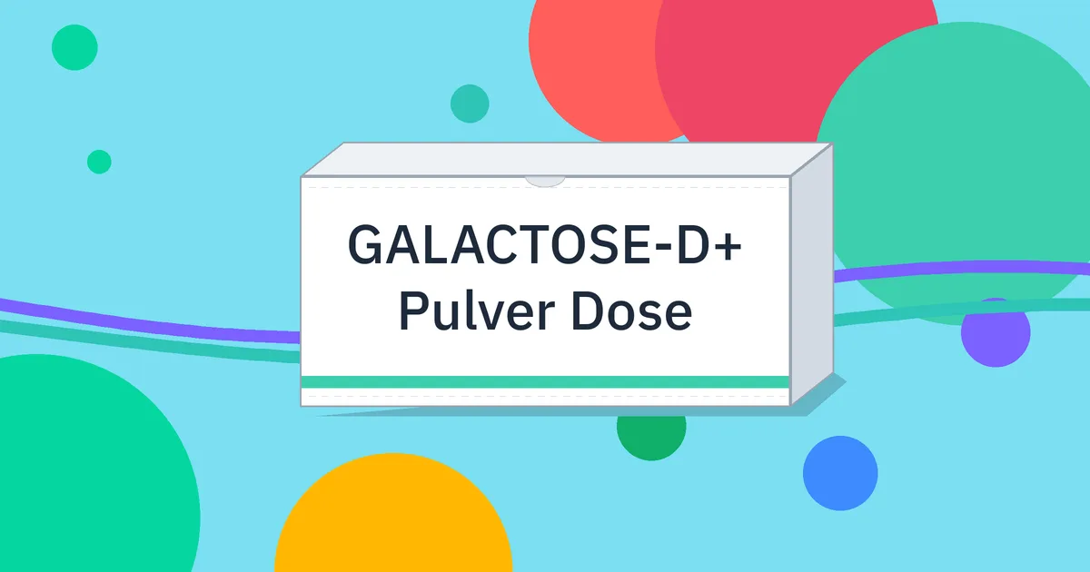 Symbolbild: Packung mit der Aufschrift GALACTOSE-D+ Pulver Dose (PZN 15737290) – Verfügbarkeit und Bezug in Apotheken in Frankfurt am Main