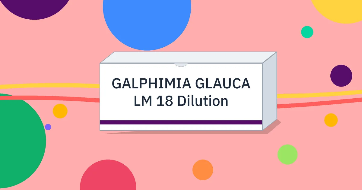 Symbolbild: Packung mit der Aufschrift GALPHIMIA GLAUCA LM 18 Dilution (PZN 12875353) – Verfügbarkeit und Bezug in Apotheken in Frankfurt am Main