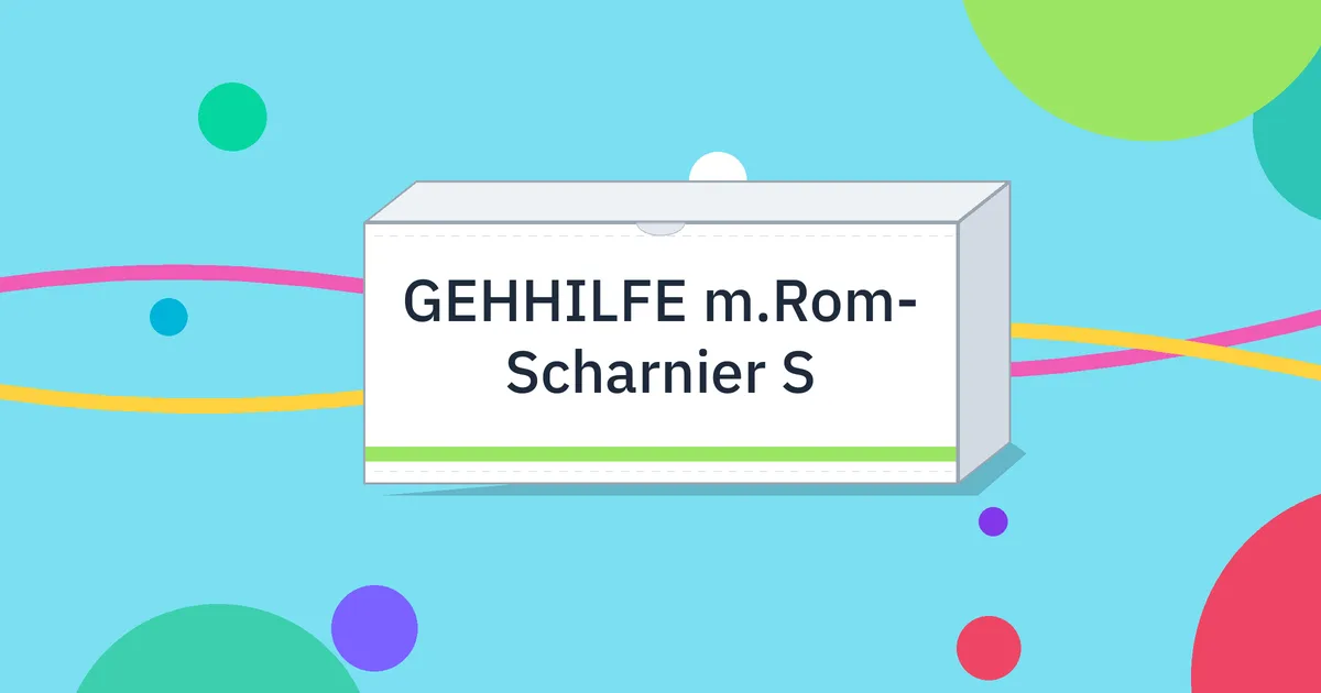 Symbolbild: Packung mit der Aufschrift GEHHILFE m.Rom-Scharnier S (PZN 19072031) – Verfügbarkeit und Bezug in Apotheken in Frankfurt am Main