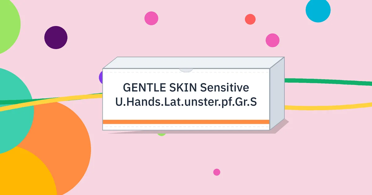 Symbolbild: Packung mit der Aufschrift GENTLE SKIN Sensitive U.Hands.Lat.unster.pf.Gr.S (PZN 13846359) – Verfügbarkeit und Bezug in Apotheken in Frankfurt am Main