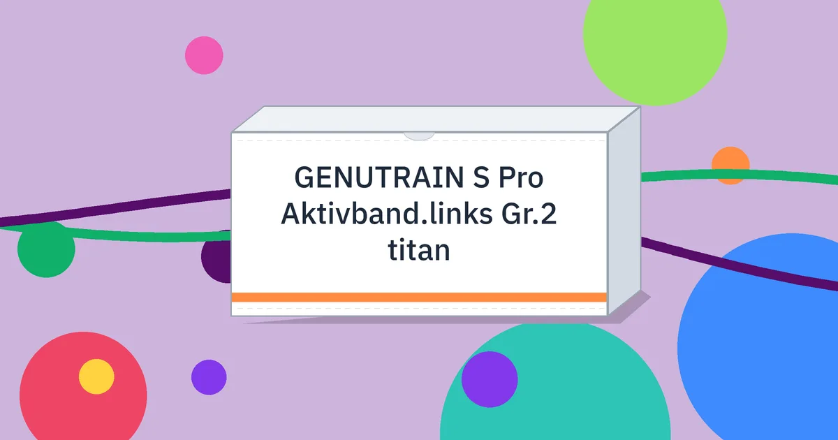 Symbolbild: Packung mit der Aufschrift GENUTRAIN S Pro Aktivband.links Gr.2 titan (PZN 09337296) – Verfügbarkeit und Bezug in Apotheken in Frankfurt am Main