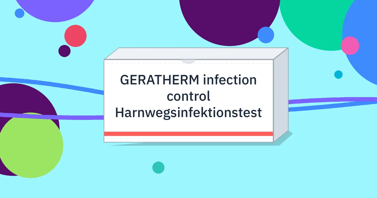 Symbolbild: Packung mit der Aufschrift GERATHERM infection control Harnwegsinfektionstest (PZN 09263043) – Verfügbarkeit und Bezug in Apotheken in Frankfurt am Main