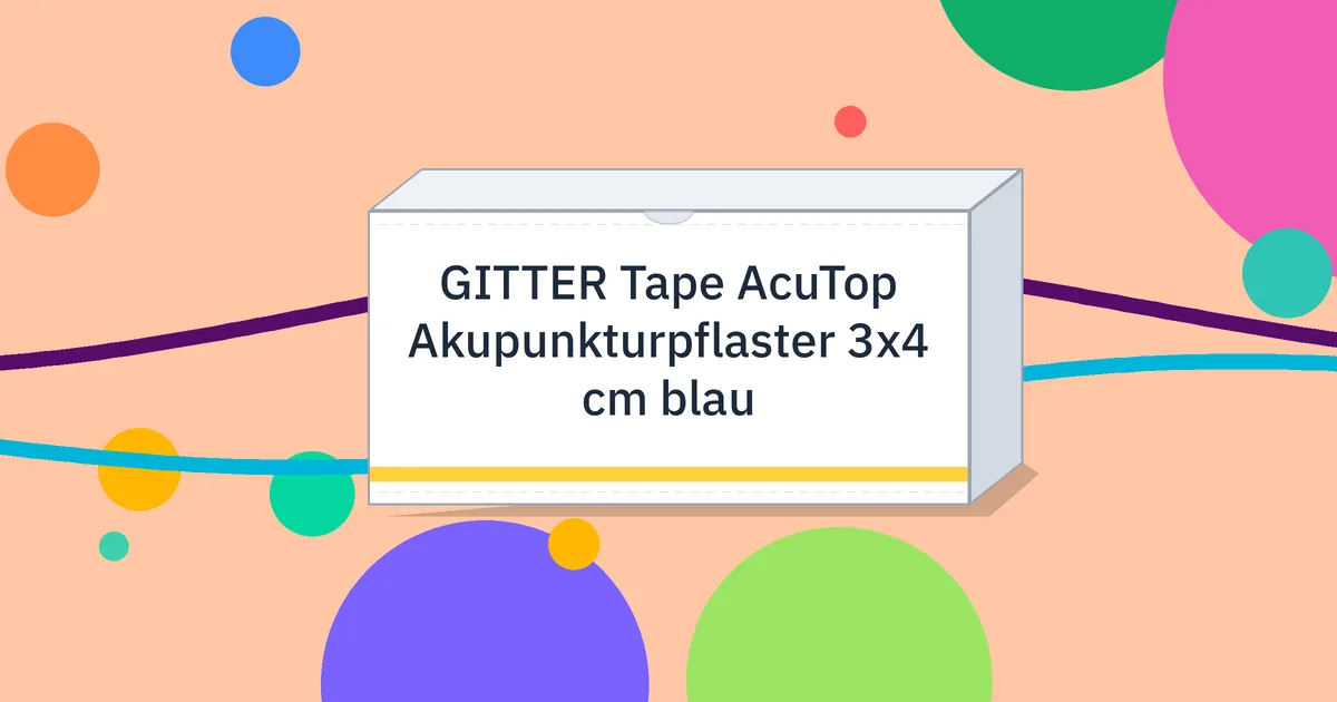 Symbolbild: Packung mit der Aufschrift GITTER Tape AcuTop Akupunkturpflaster 3x4 cm blau (PZN 12397304) – Verfügbarkeit und Bezug in Apotheken in Frankfurt am Main