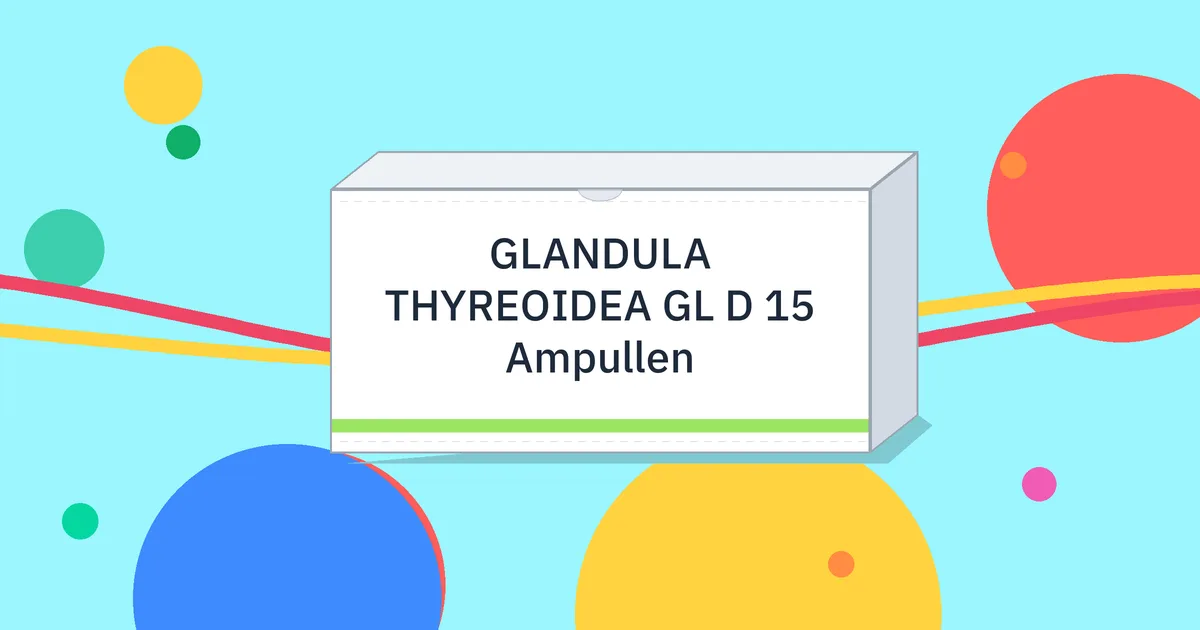Symbolbild: Packung mit der Aufschrift GLANDULA THYREOIDEA GL D 15 Ampullen (PZN 03357263) – Verfügbarkeit und Bezug in Apotheken in Frankfurt am Main