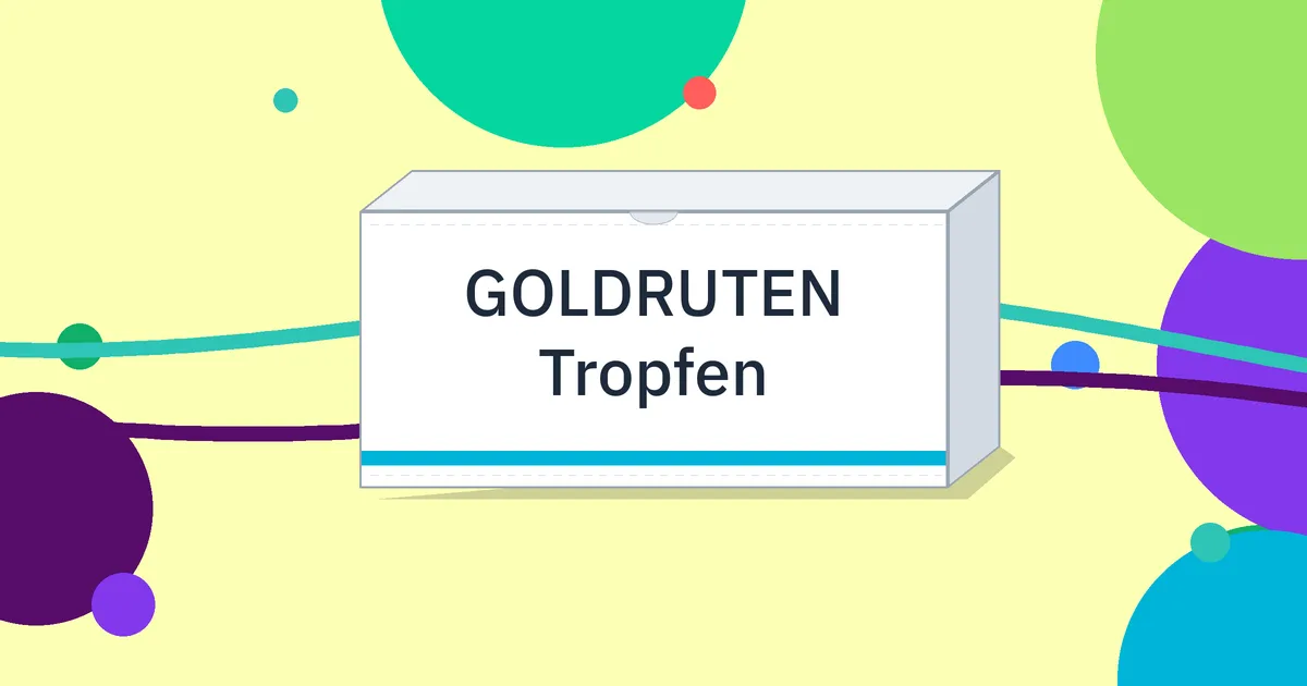 Symbolbild: Packung mit der Aufschrift GOLDRUTEN Tropfen (PZN 11052974) – Verfügbarkeit und Bezug in Apotheken in Frankfurt am Main