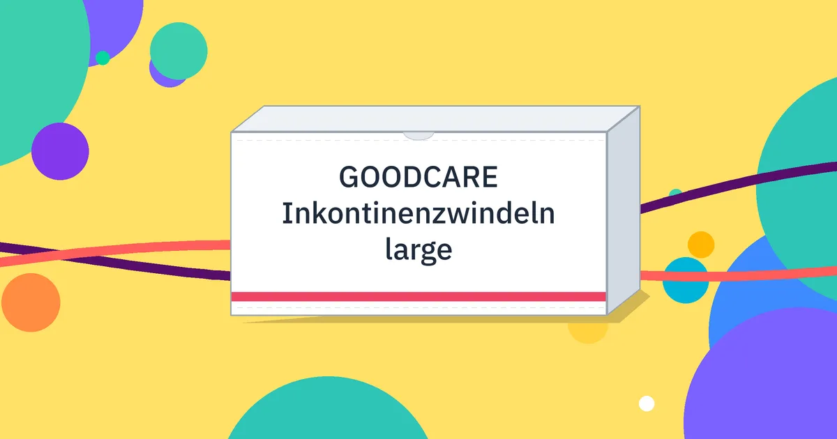 Symbolbild: Packung mit der Aufschrift GOODCARE Inkontinenzwindeln large (PZN 18202750) – Verfügbarkeit und Bezug in Apotheken in Frankfurt am Main
