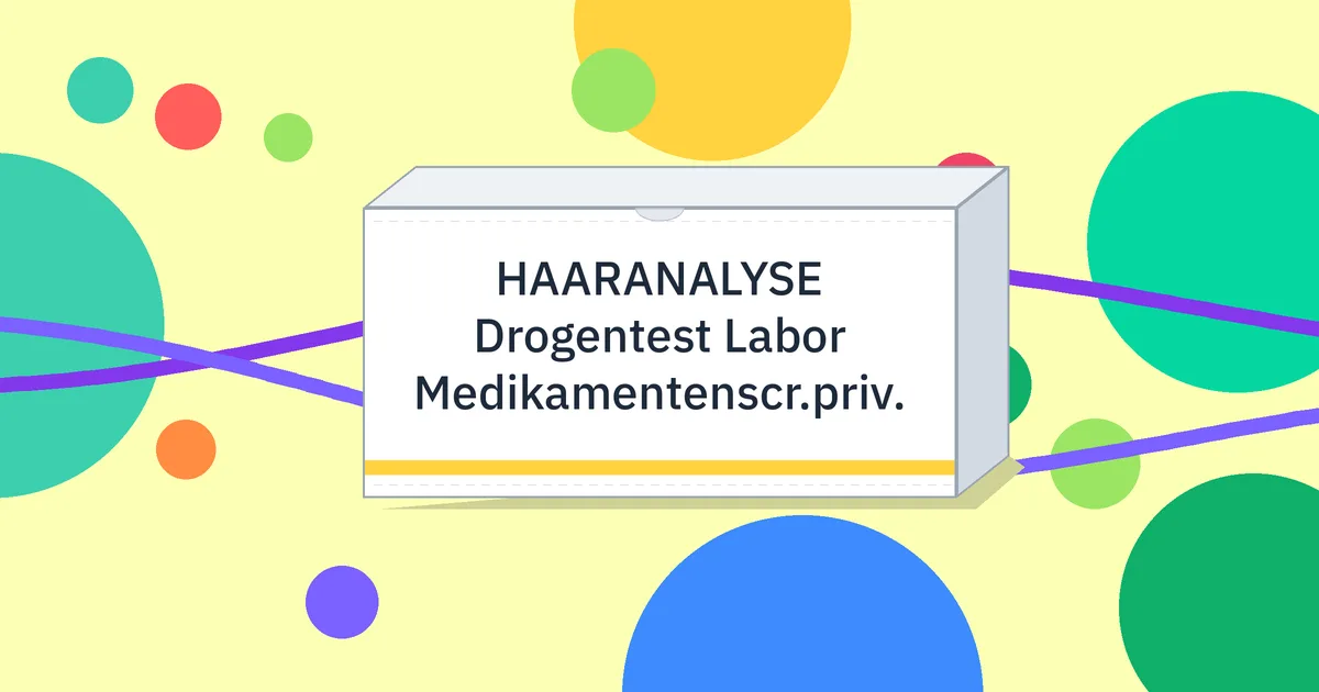 Symbolbild: Packung mit der Aufschrift HAARANALYSE Drogentest Labor Medikamentenscr.priv. (PZN 18803142) – Verfügbarkeit und Bezug in Apotheken in Frankfurt am Main