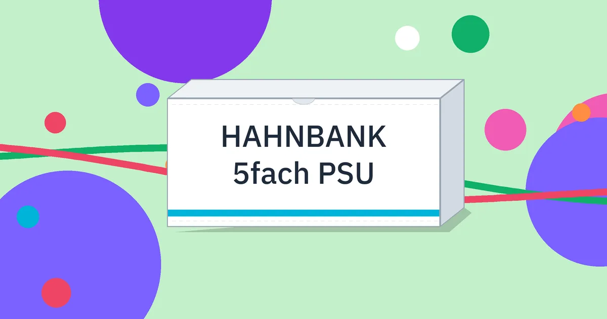 Symbolbild: Packung mit der Aufschrift HAHNBANK 5fach PSU (PZN 03439883) – Verfügbarkeit und Bezug in Apotheken in Frankfurt am Main