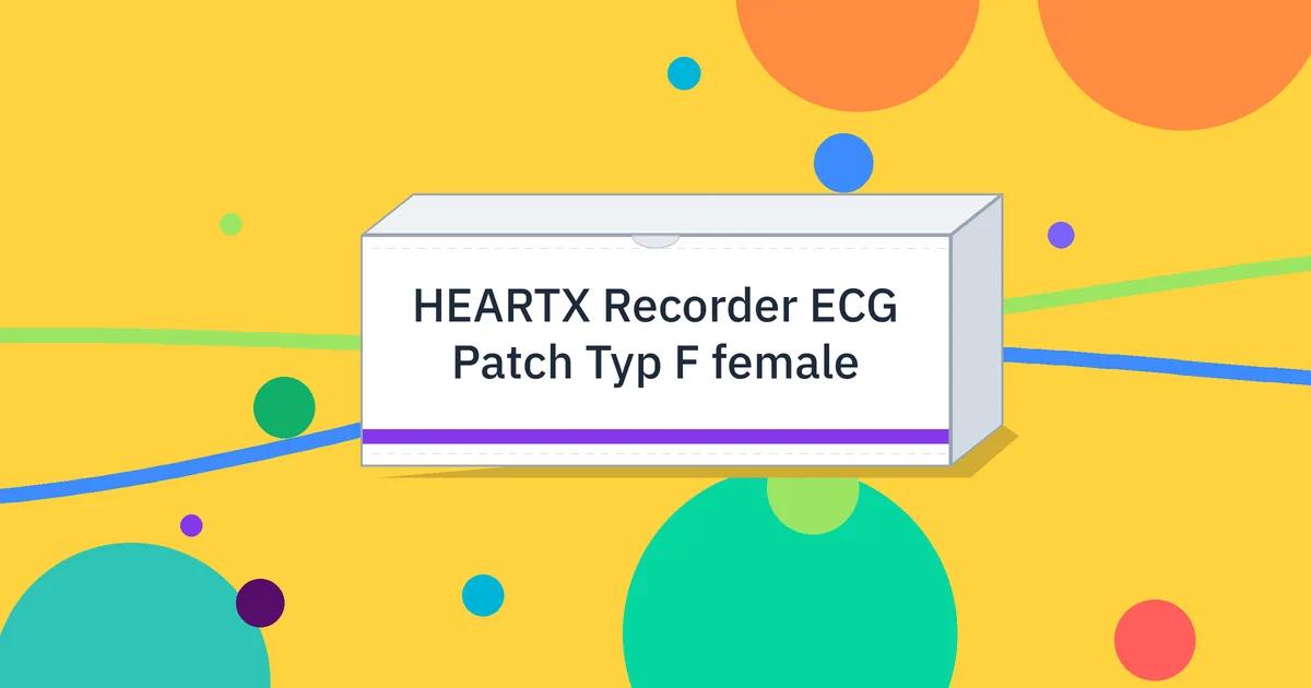 Symbolbild: Packung mit der Aufschrift HEARTX Recorder ECG Patch Typ F female (PZN 20410651) – Verfügbarkeit und Bezug in Apotheken in Frankfurt am Main