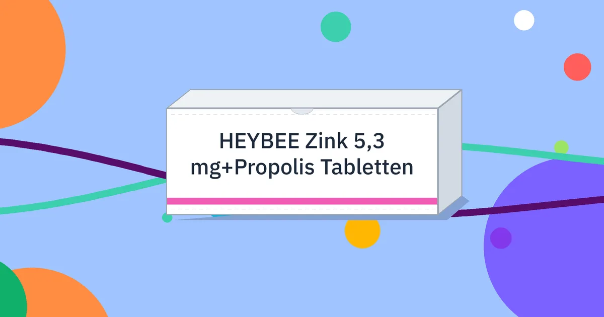 Symbolbild: Packung mit der Aufschrift HEYBEE Zink 5,3 mg+Propolis Tabletten (PZN 20580436) – Verfügbarkeit und Bezug in Apotheken in Frankfurt am Main