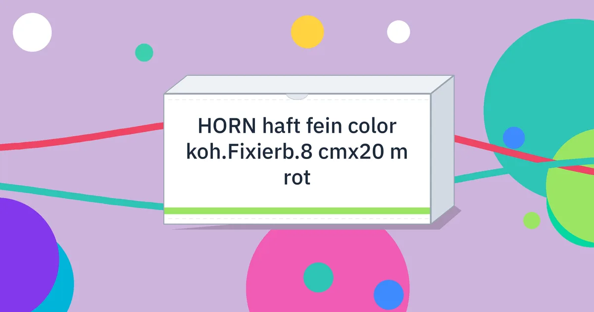 Symbolbild: Packung mit der Aufschrift HORN haft fein color koh.Fixierb.8 cmx20 m rot (PZN 03783451) – Verfügbarkeit und Bezug in Apotheken in Frankfurt am Main