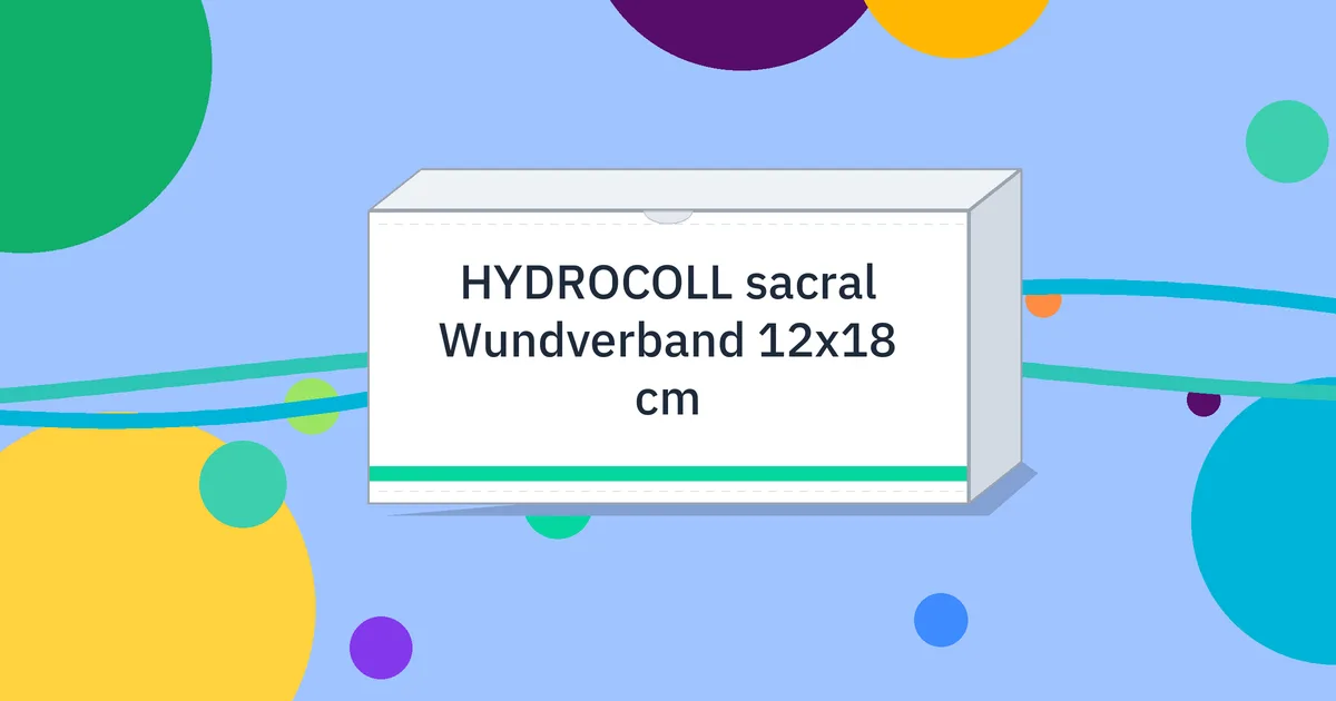 Symbolbild: Packung mit der Aufschrift HYDROCOLL sacral Wundverband 12x18 cm (PZN 18124978) – Verfügbarkeit und Bezug in Apotheken in Frankfurt am Main